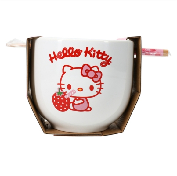 Hello Kitty | Dining | Hello Kitty Strawberry Milk Ceramic Ramen Bowl ...